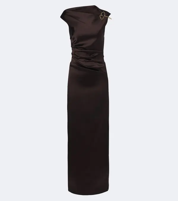 Max Mara Satin Cocktail Dress - Brown