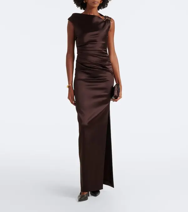 Max Mara Satin Cocktail Dress - Brown