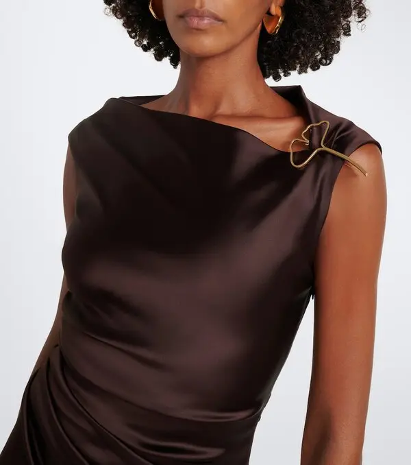 Max Mara Satin Cocktail Dress - Brown