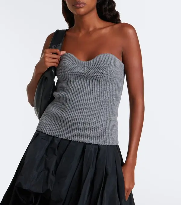 JIL SANDER Wool-blend Bustier Top