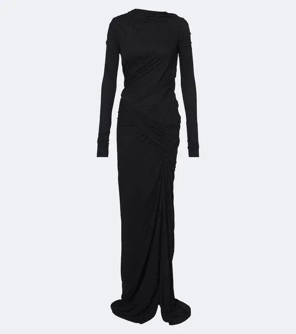 Rick Owens Shailee Draped Open-back Jersey Gown