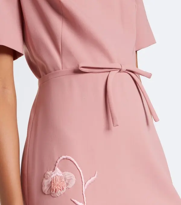 Erdem Embellished Embroidered Twill Midi Dress