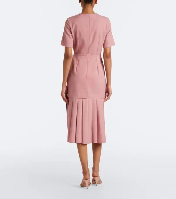 Erdem Embellished Embroidered Twill Midi Dress