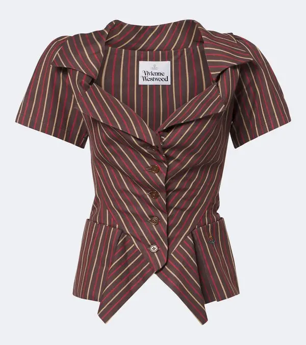 VIVIENNE WESTWOOD Monday Striped Peplum Cotton Top