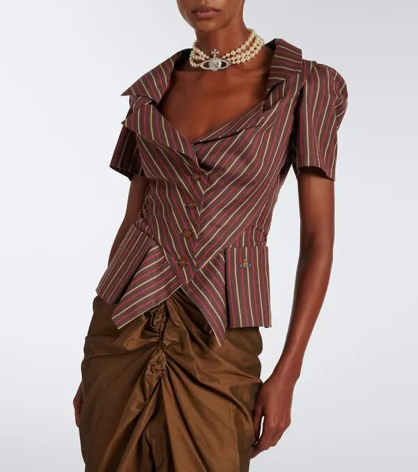 VIVIENNE WESTWOOD Monday Striped Peplum Cotton Top