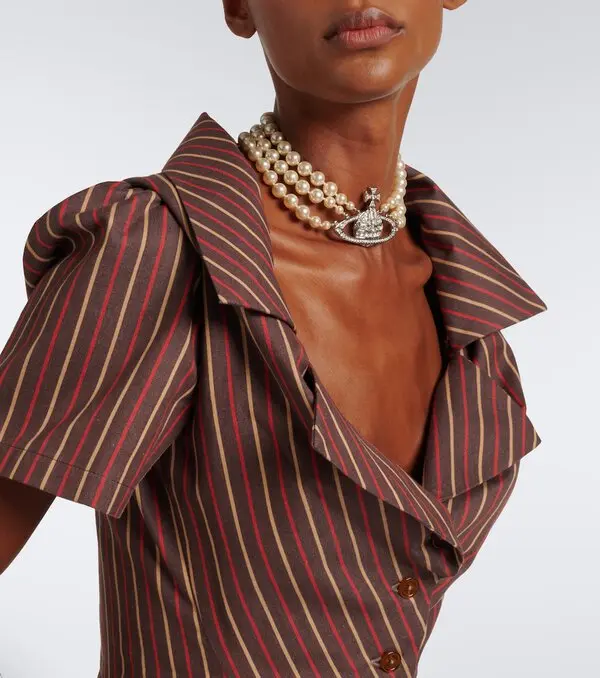 VIVIENNE WESTWOOD Monday Striped Peplum Cotton Top