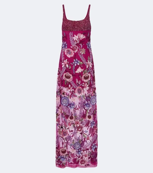 LA FUORI Mystical Garden Embellished Floral Gown - Pink