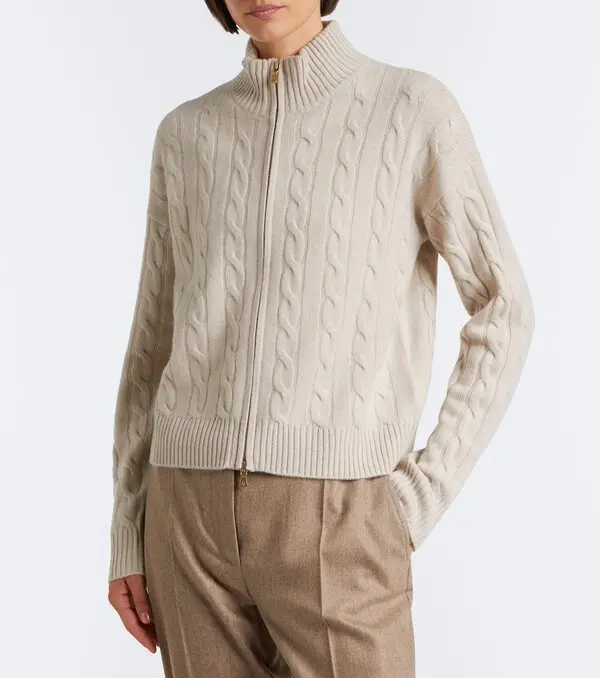 Eleventy Cable-knit Cashmere Zip-up Sweater