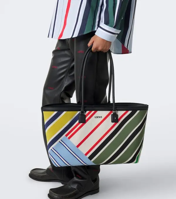 Loewe Verano Large Striped Canvas Tote Bag