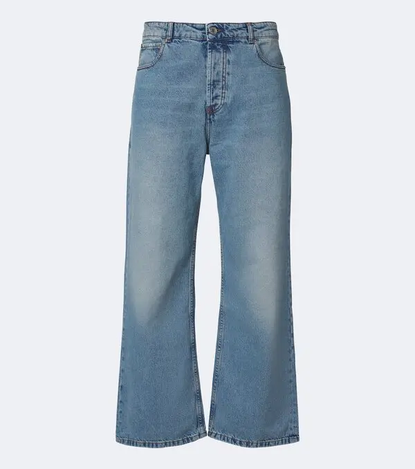 AMI Paris Faded Wide-leg Jeans