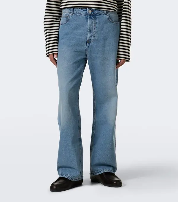 AMI Paris Faded Wide-leg Jeans