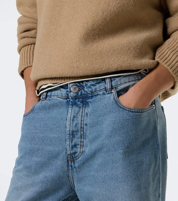 AMI Paris Faded Wide-leg Jeans