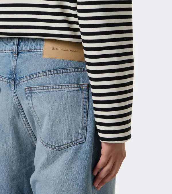 AMI Paris Faded Wide-leg Jeans