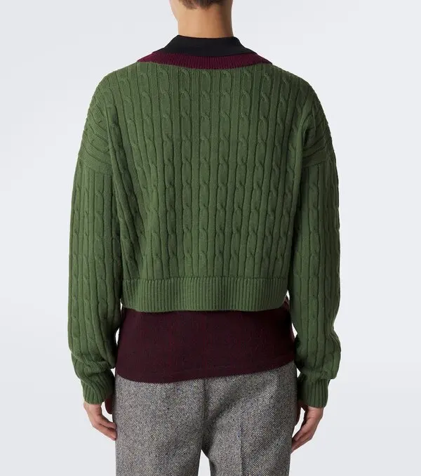 Dries Van Noten Layered Wool And Cotton Polo Sweater