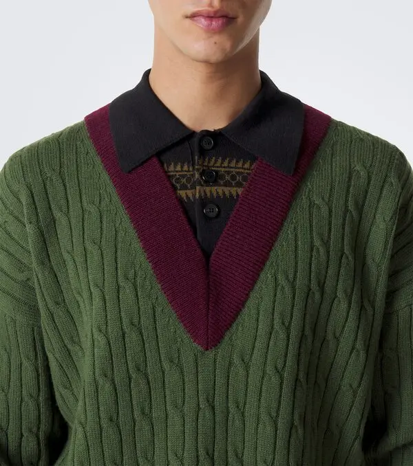 Dries Van Noten Layered Wool And Cotton Polo Sweater
