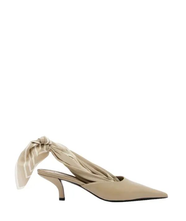 TOTEME Scarf Leather Slingback Pumps - Beige