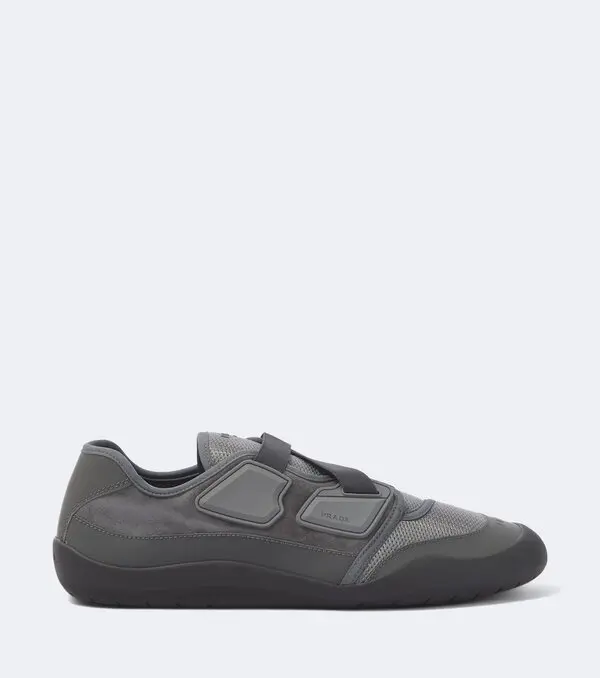 Prada Speedrock Suede-trimmed Sneakers - Grey