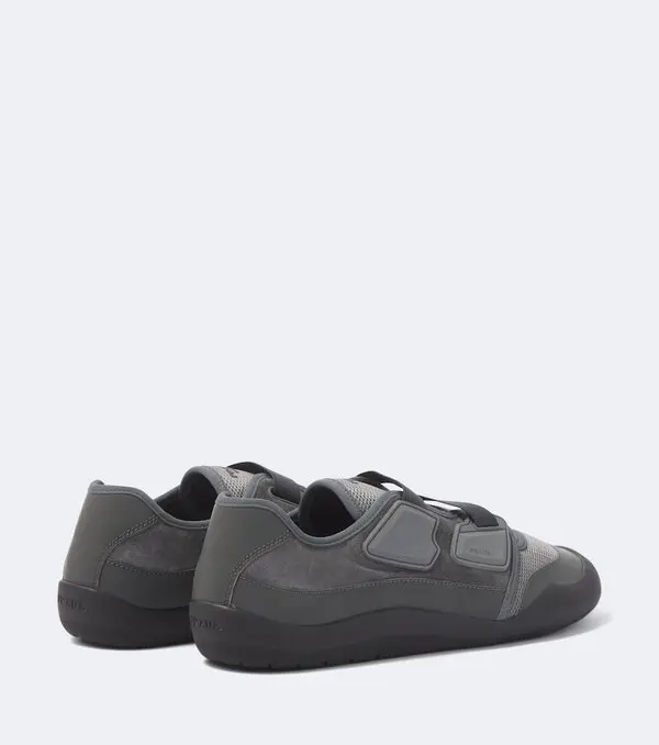 Prada Speedrock Suede-trimmed Sneakers - Grey