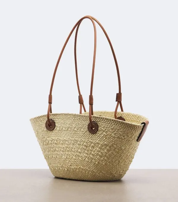 Loewe Anagram Small Leather-trimmed Basket Bag