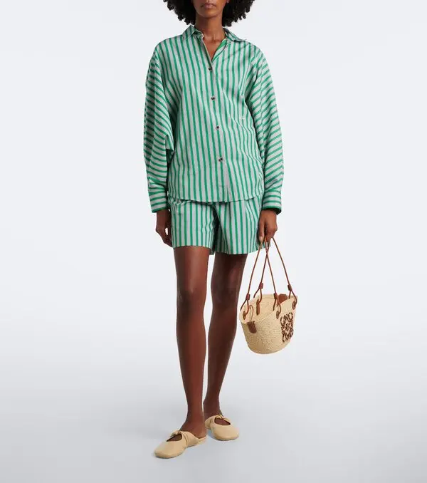 Loewe Anagram Small Leather-trimmed Basket Bag