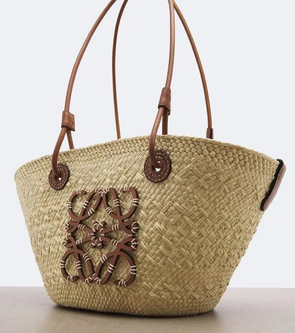Loewe Anagram Small Leather-trimmed Basket Bag