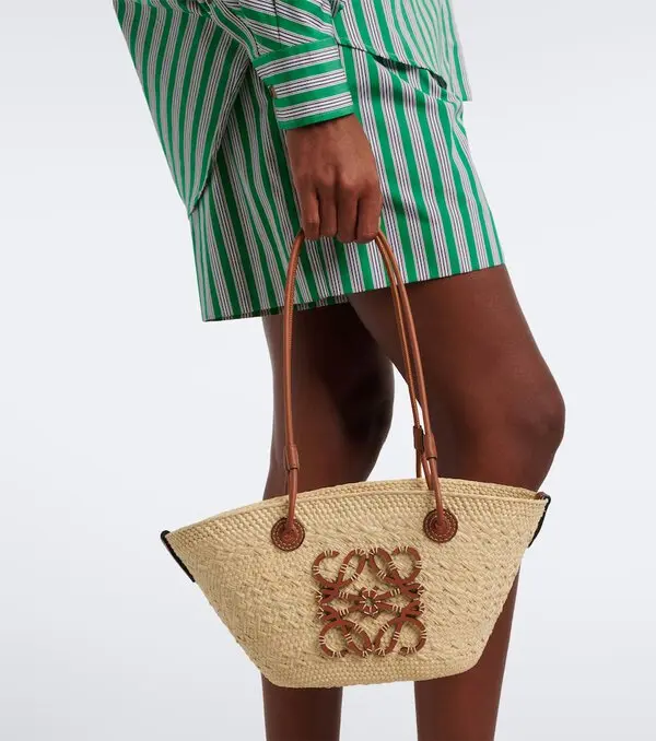 Loewe Anagram Small Leather-trimmed Basket Bag