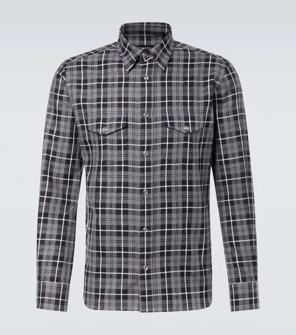 TOM FORD Checked Cotton Twill Western Shirt
