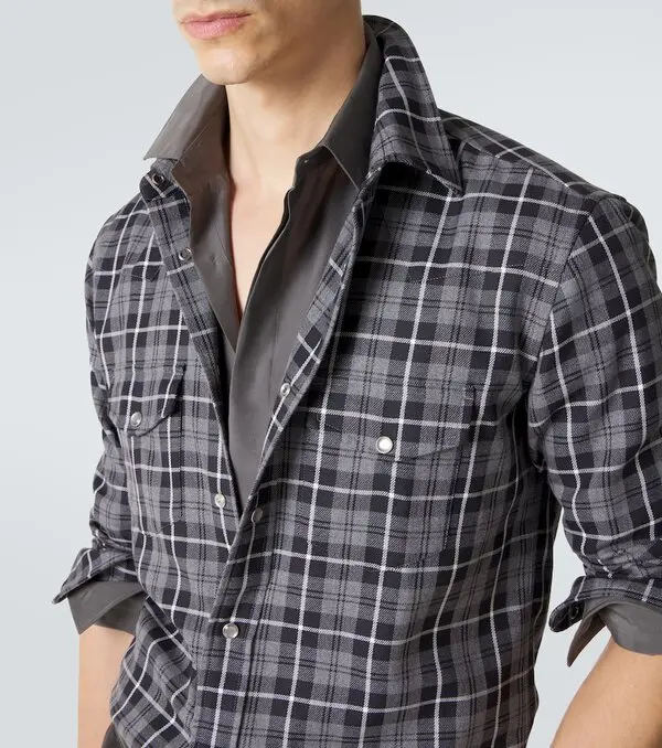 TOM FORD Checked Cotton Twill Western Shirt