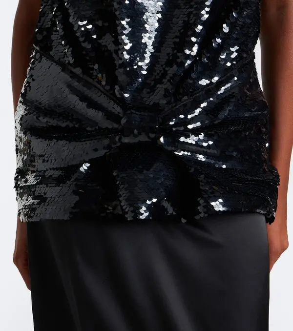 Simone Rocha Bow-detail Sequined Peplum Top