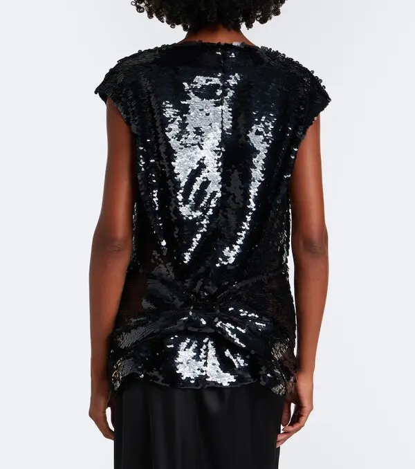 Simone Rocha Bow-detail Sequined Peplum Top