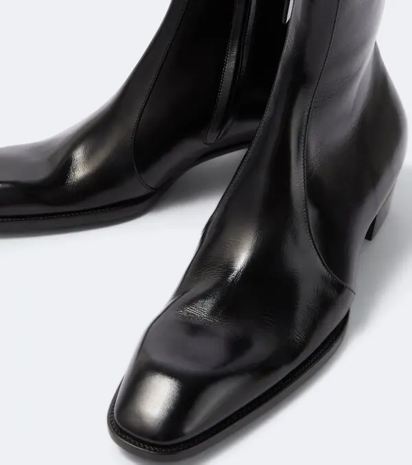 Saint Laurent Aurelien Leather Ankle Boots