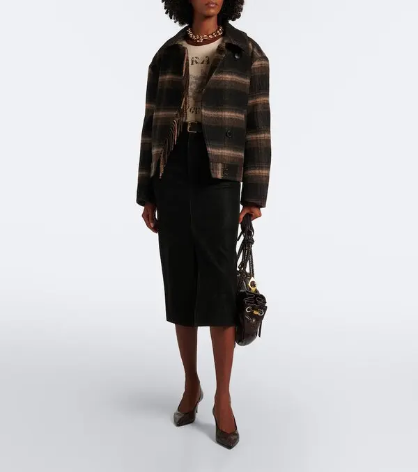 MARANT ETOILE Galeane Plaid Wool-blend Jacket