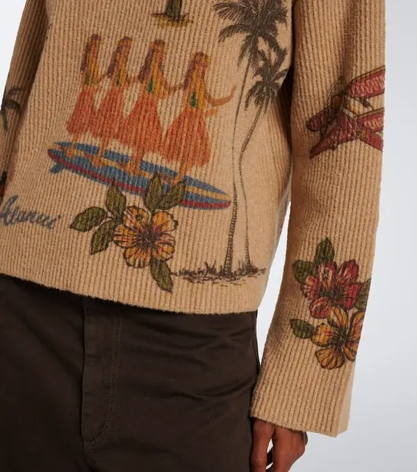 Alanui Decade Printed Wool And Cotton-blend Polo Sweater