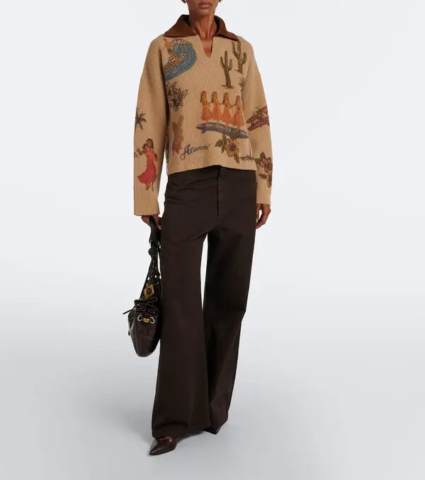 Alanui Decade Printed Wool And Cotton-blend Polo Sweater