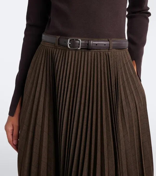 Simkhai Abilene Checked Ribbed-knit Pleated Midi Dress