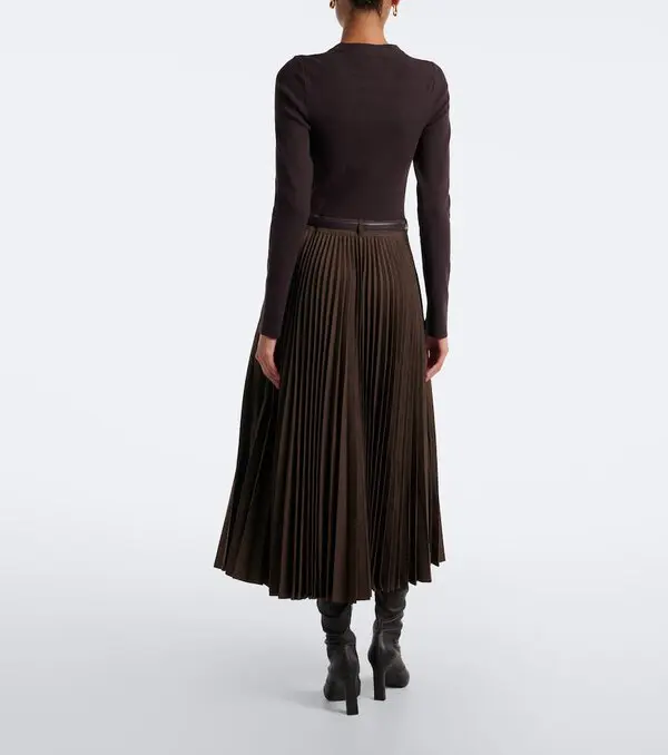 Simkhai Abilene Checked Ribbed-knit Pleated Midi Dress