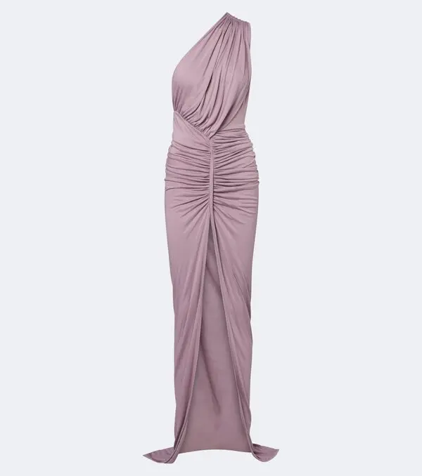 Rick Owens Avra Ruched One-shoulder Jersey Gown