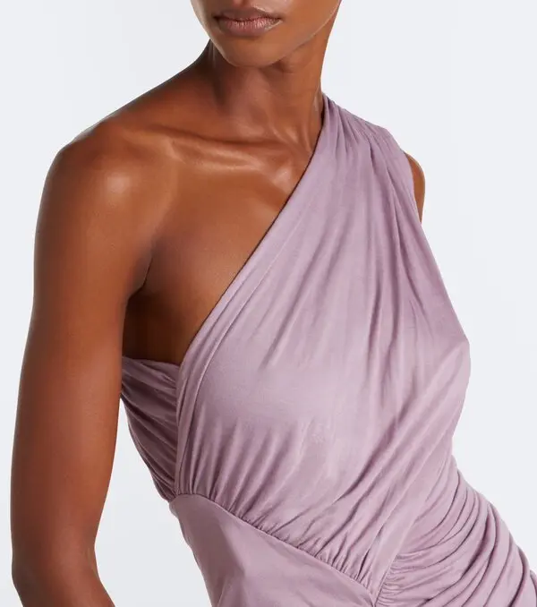 Rick Owens Avra Ruched One-shoulder Jersey Gown