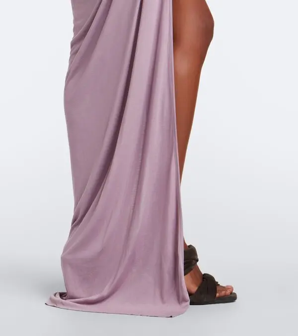 Rick Owens Avra Ruched One-shoulder Jersey Gown