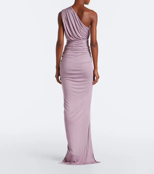 Rick Owens Avra Ruched One-shoulder Jersey Gown