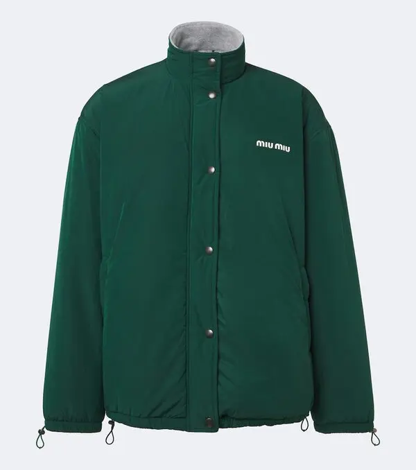 Miu Miu Technical Jacket With Logo - Green