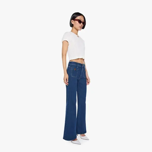 MOTHER The Lil Patch Pocket Doozy Sneak Retrograde Rodeo Jeans - Blue