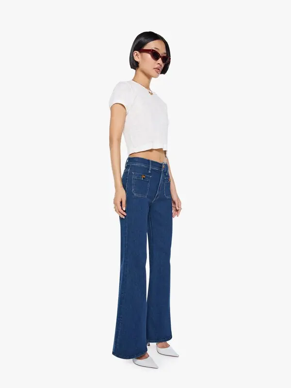 MOTHER The Lil Patch Pocket Doozy Sneak Retrograde Rodeo Jeans - Blue