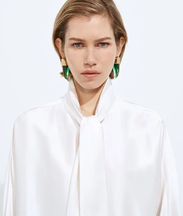Bottega Veneta Fluid Silk Satin Shirt - Chalk