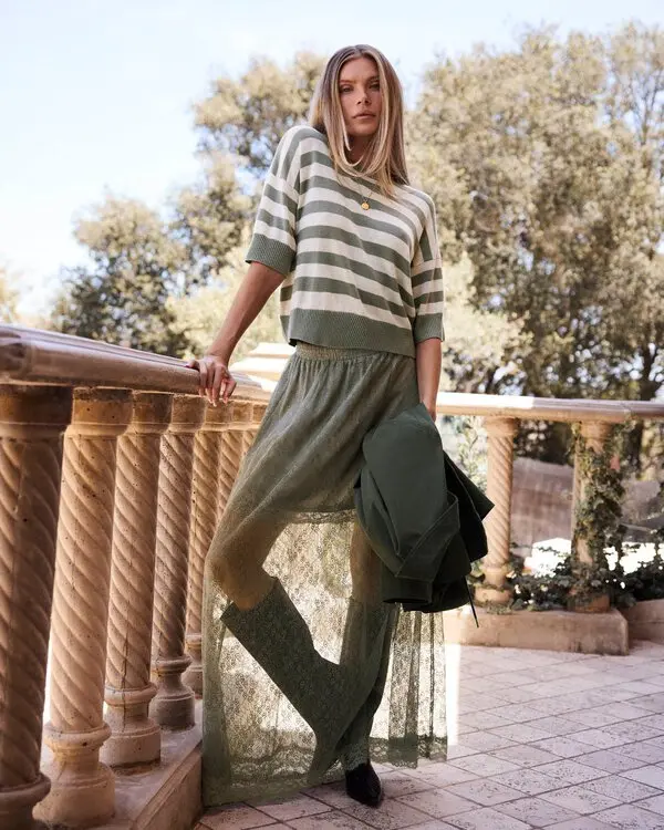 Splendid Valley Lace Maxi Skirt - Eucalyptus