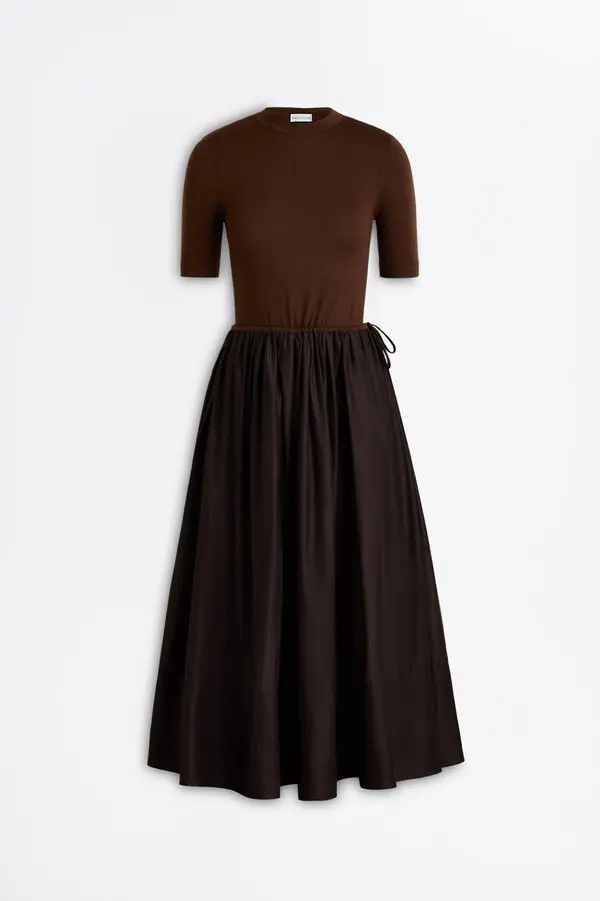 Scanlan Theodore Polished Voile Sweater Dress - Chocolate