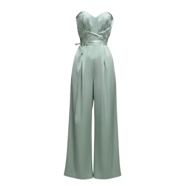 IMAATU Silk Corseted Wide-leg Jumpsuit - Green