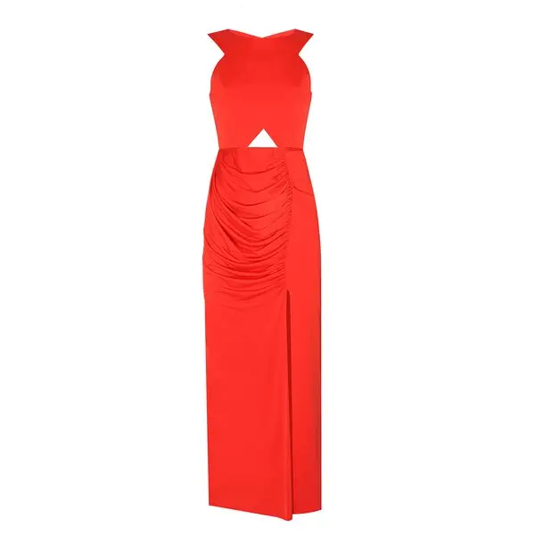 MIRIMALIST Halterneck Ruched Maxi Dress