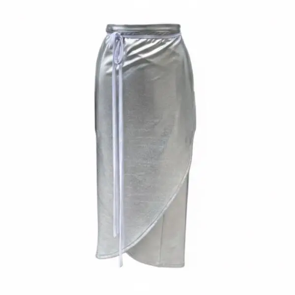 IMAATU Metallic Wrap Midi Skirt