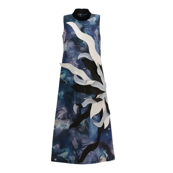 JULIA ALLERT High Neck Sleeveless Dress Abstract Print - Blue
